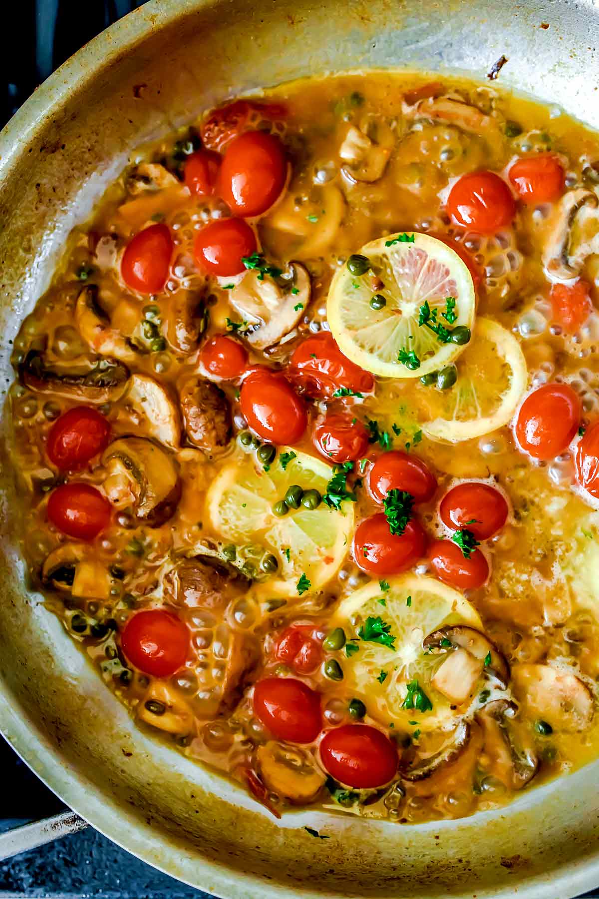 Pasta Piccata de Pollo con Tomates y Setas| foodiecrush.com | Carlos ...