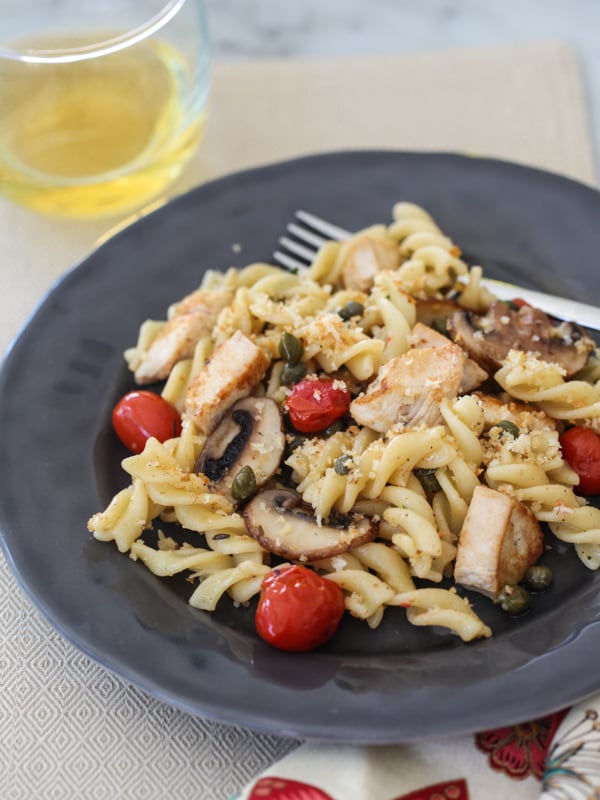 Chicken Piccata Pasta with Capers and Mushrooms