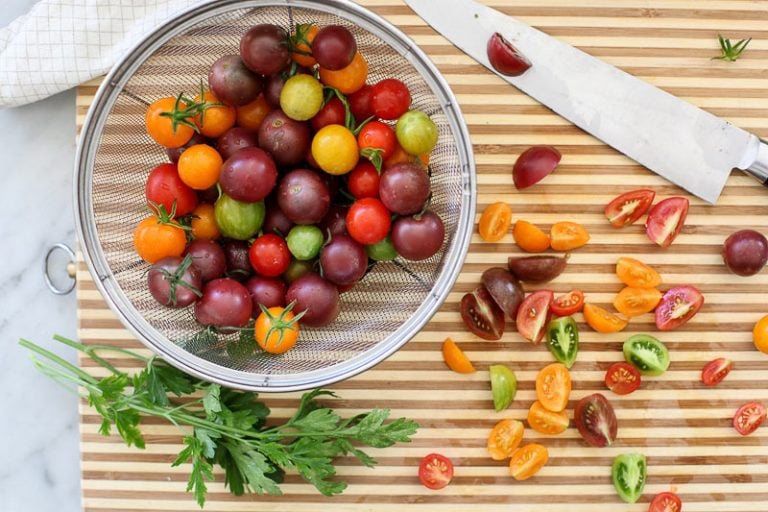 Heirloom Tomato Caprese Frico Cups | foodiecrush.com