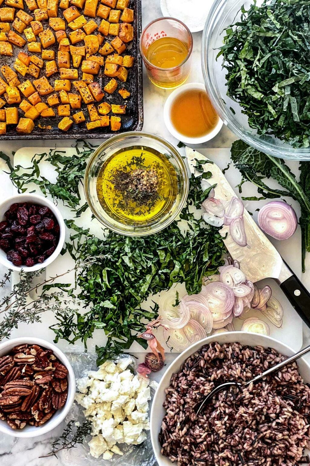 Kale Salad with Wild Rice and Butternut Squash | foodiecrush.com