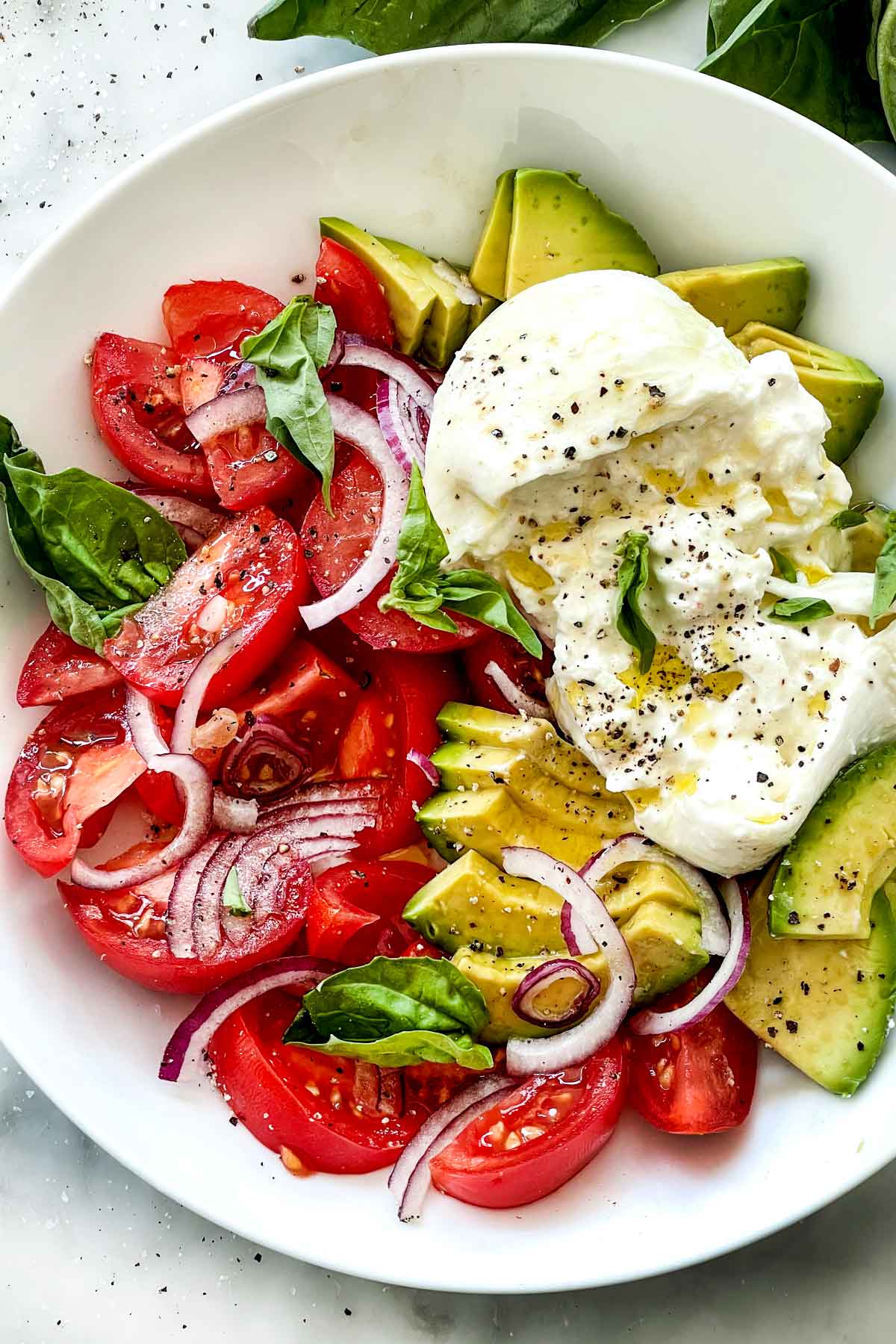 Burrata and Tomato Salad with Avocado | foodiecrush.com