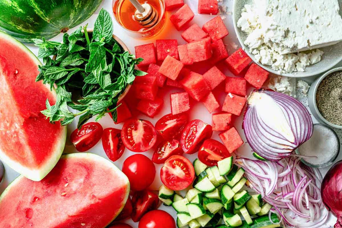 Refreshing Greek Watermelon Salad - foodiecrush